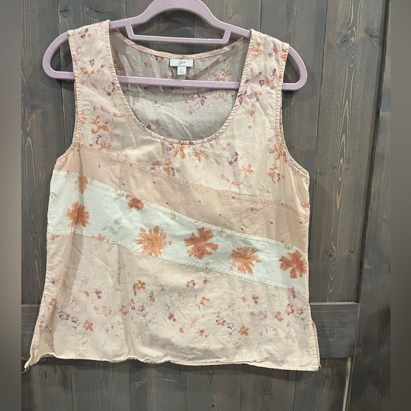 J. Jill | Tops | J Jill Floral Tank Top Peach And Cream | Poshmark